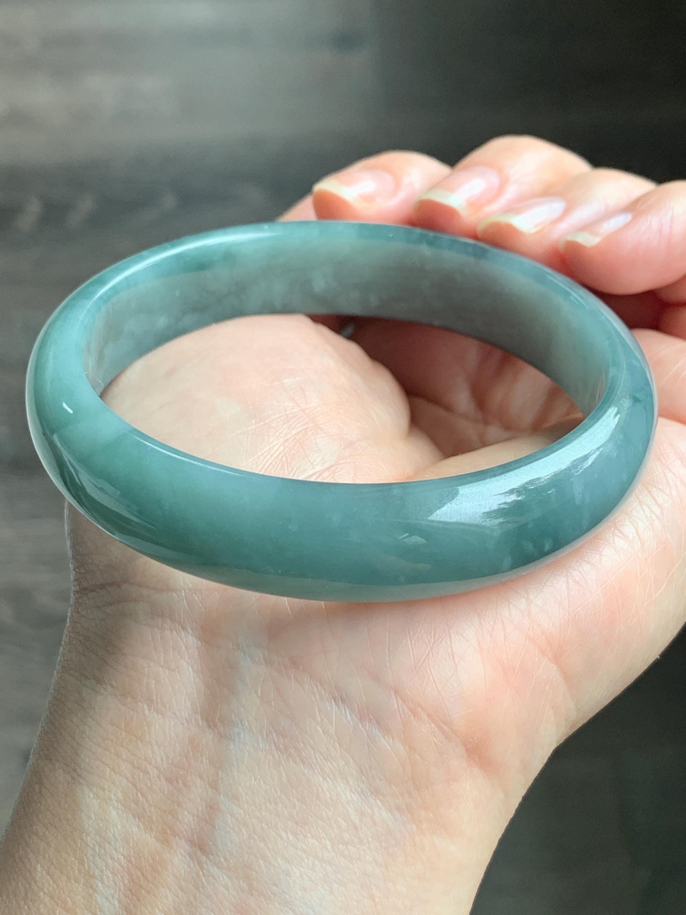Certified Natural Guatemalan Translucent Dusty Teal Blue Jadeite Wide – All Things Jadeite